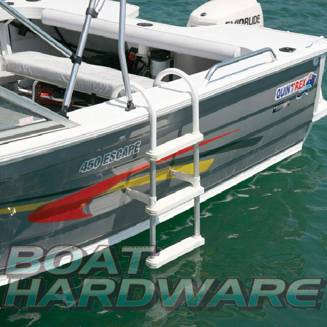 4 Step Boarding Gunwale Ladder 1100x355mm Boat Yacht Aluminium Plastic